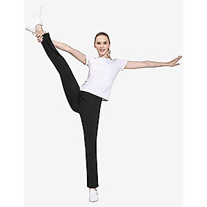 BALEAF Womens Black Dress Pants Yoga Work Pants Pull On Slacks Petite Business Casual Office Trouser Pockets 31" 2XLT