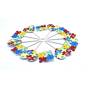 Autism Cupcake Toppers 12 pcs, Puzzle Cake Picks, Colorful Heart Birthday Decoration Party Supplies