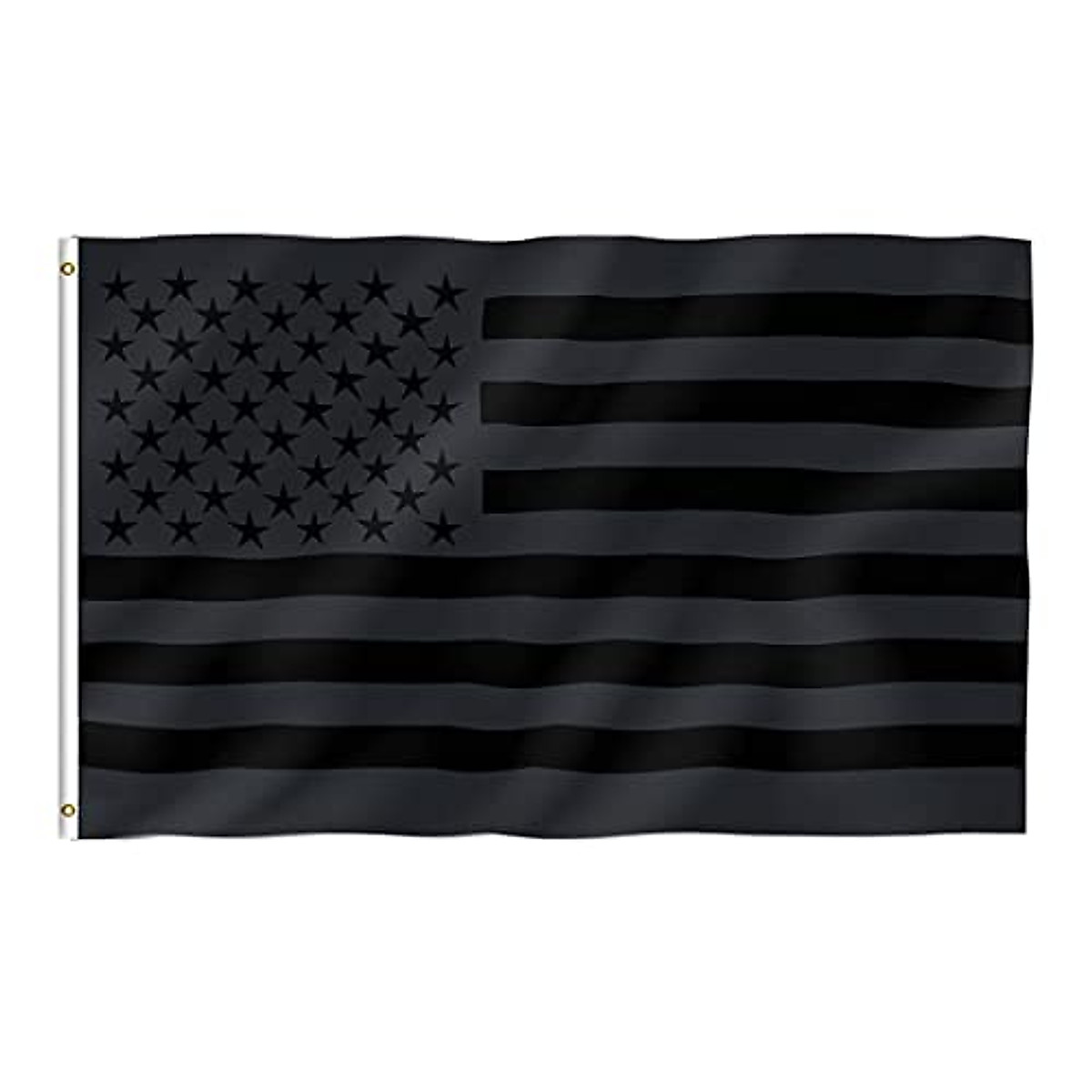Black American Flags 3x5 ft - Vivid Color and Fade Proof - Canvas Header and Double Stitched - All Black US/USA Flag Polyester with Brass Grommets Outdoor Indoor (2 PACK)