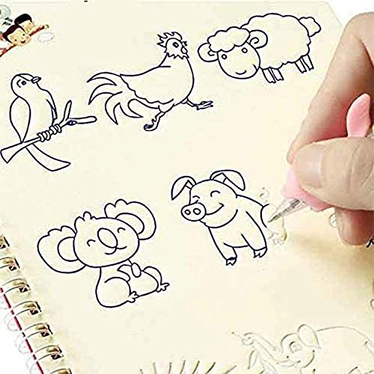 English Calligraphy Copybook Reusable Writing Magic Book Cursive Handwriting Set (4 Copybooks with pen)
