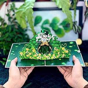 St Patricks Day Pop Up Cards by 22CRAFT - Clover St Patricks Pop Up Card 6"x 8" - 3D St Patricks Day Cards, Saint Patrick's Pop Up Cards for Family, Friend, Husband, Wife, Her, Him, Kids
