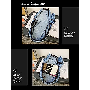 JHTPSLR Preppy Backpack Denim Backpack Casual Vintage Aesthetic Backpack Cowboy Backpack Daypack Book Bags Backpack Supplies (Light Blue)