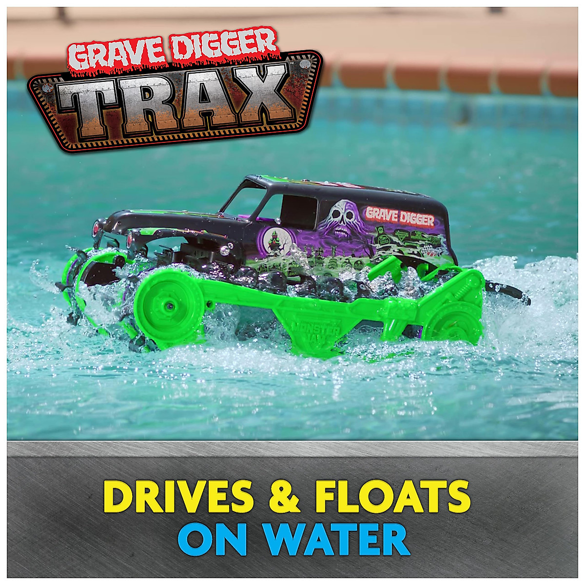Monster Jam, Official Grave Digger Trax All-Terrain Remote Control Outdoor Vehicle, 1:15 Scale, Kids Toys for Boys and Girls Ages 4-6+
