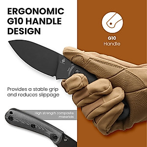 Kizer Baby Fixed Blade Knives with Sheath, 3.9 In Blade Camping Hunting Knife, Full Tang, G10 Handle for Outdoor, EDC -1044C1 (Black G10 handle+154CM blade)