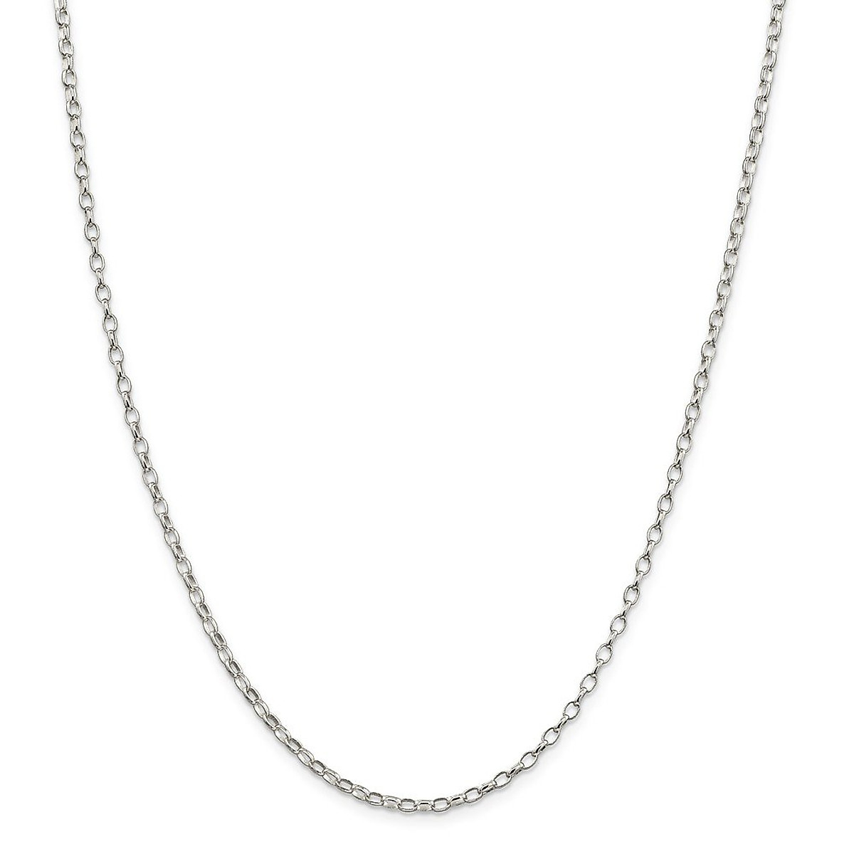 The Black Bow 2.5mm Sterling Silver Solid Oval Rolo Chain Necklace, 18 Inch