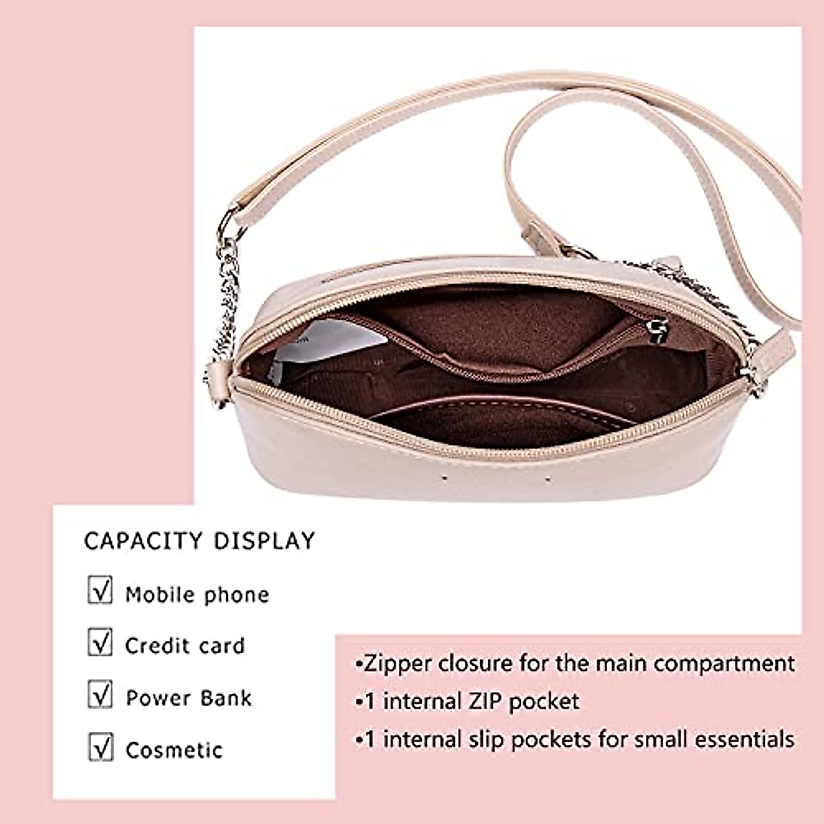 DAVIDJONES Faux Leather Hobo Purse and Wallet set for women Chain Dome Crossbody Small Bag