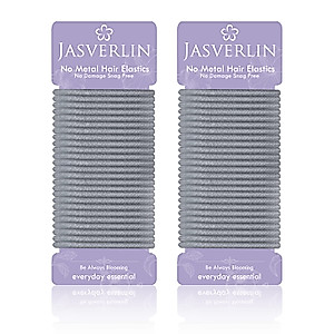 JASVERLIN Gray Hair Elastics Ties, No Metal Ponytail Holders for Women Girls Men Guys Thick Curly Hair Styling Accessories No Pull Damage Crease Breakage 50pcs (Gray)