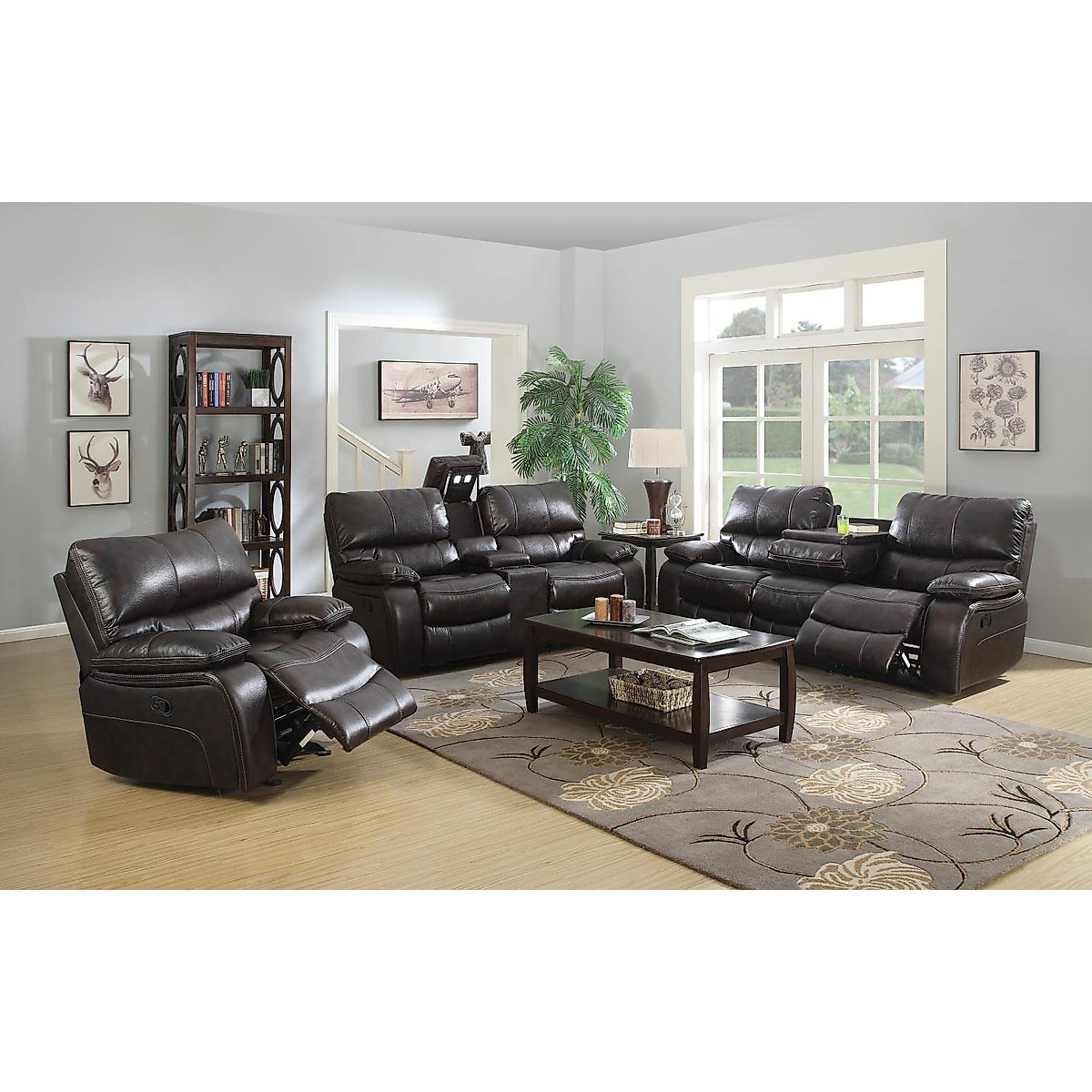 Coaster Home Furnishings Willemse Motion Sofa with Drop-Down Table Dark Brown