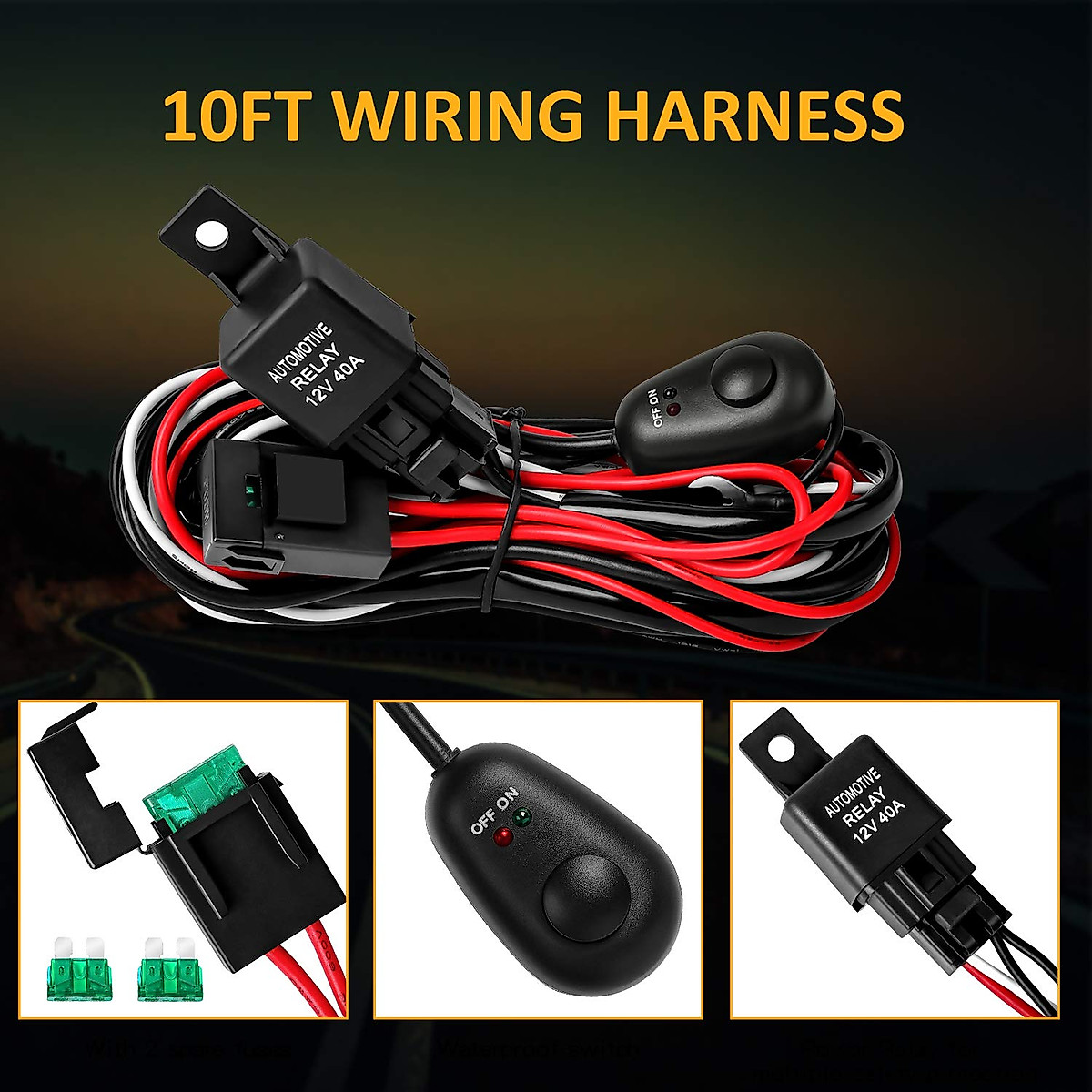 Zmoon Led Light Bar,7 Inch Led Fog Light Off Road Lights 240W 24000lm with Led Wring Harness(10ft /2 Lead), Waterproof Led Spot&Flood Combo Beam Light Bar for SUV/ATV/Jeep/Boat 2Pack