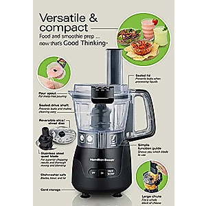 Hamilton Beach Stack & Snap 4-Cup Mini Food Processor & Vegetable Chopper, 250 Watts, for Slicing, Shredding, and Puree, Black (70510)