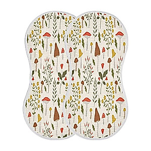 Kigai Colorful Mushroom Baby Burp Cloths Extra Soft and Absorbent Burping Rags Cotton Burping Clothes Baby Washcloths for Newborn Boys Girls - 2 Pack