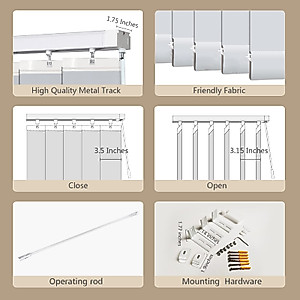 Cordless Vertical Blinds Window Blind, Blackout Fabric Vertical Blind, Energy Saving UV Protection Noice Reduce Vertical Blinds for Sliding Glass Doors, Patio Doors, Wine Red