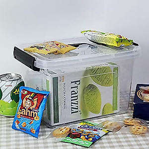 Sosody 6 Quart Plastic Storage Bins with Handles, Small Clear Lidded Storage Bins, 6 Packs