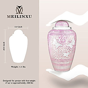 M MEILINXU Pink Butterfly Urns, Cremation Urns for Human Ashes - Display at Home or in Niche at Columbarium - Hand Engraved Urns for Ashes Adult for Female & Women & Mother(Butterflies - Brass Large
