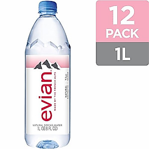 evian Natural Spring Water, PH Balanced with Natural Electrolytes, 33.8fl oz./1L Bottles (pack of 12)