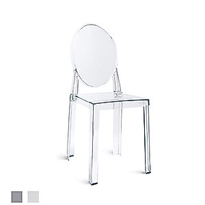 2xhome Louis Large Transparent Vanity Mid Century Ghost Chair, Clear