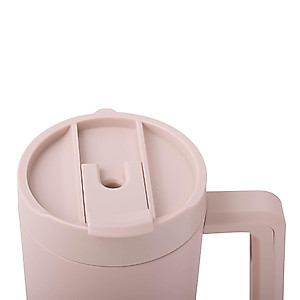 Manna Stainless Steel Double Wall Insulated Tumbler with Smart Seal Dual Sip Lid and Straw Fit Handle - 40 Oz - Rose Quartz Powder Coat