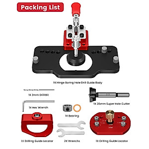Metal Concealed Hinge Jig with Woodworking Tools,35mm Concealed Door Hinge Jig,Cabinet Hinge Jig for Door Cabinets Hinges Mounting