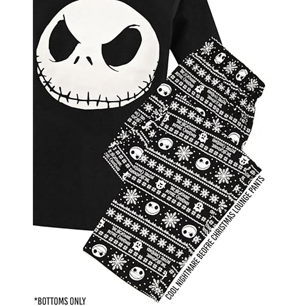 Disney The Nightmare Before Christmas Loungepants For Men | Adults Jack Skellington Pajama Trousers | Black PJ Bottoms