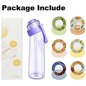 nezababy Water Bottle with Flavor Pods,Fruit Fragrance Water Bottle,Scent Water Cup,Sports Water Cup Suitable for Outdoor Sports (Purple(650ML)+6Pcs)