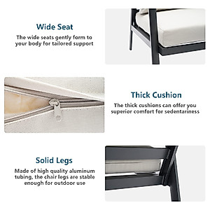 LebenLiebe 2 Pieces Patio Furniture Sets Outdoor Sectional Sofa Set High Back Outdoor Sofas Aluminum Patio Sofa Set with Beige Cushions