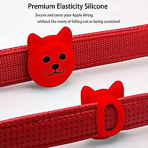Airtag Dog Collar Holder,Protective Airtag Case for Dog Collar,Air Tag Protective Dog Airtag Cat Collar,Ultra-Durable Silicone AirTags GPS Tracking Accessories,Airtag Pet (1 Pack(Red))