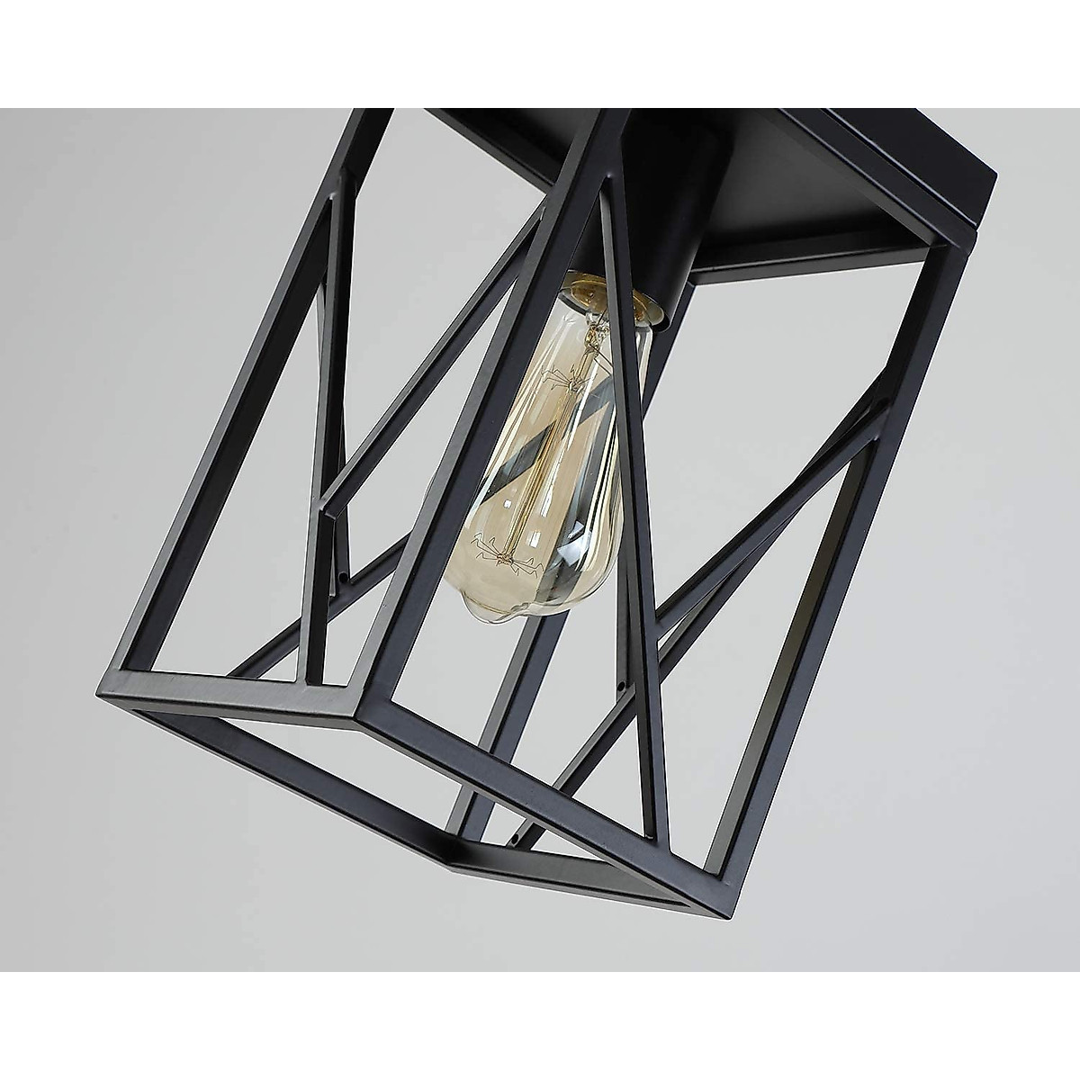 Modern Black Pendant Light with Metal Cage, One-Light Adjustable Rods Industrial Mini Pendant Lighting Fixture for Kitchen Island Cafe Bar Farmhouse, Black