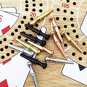 Haxtec Metal Cribbage Pegs in Four Fit 1/8 Holes with Drawstring Storage Pouch