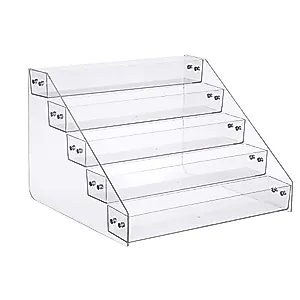 Kihor Tiered Spice Rack Acrylic, Spice Rack Shelf Seasoning Organizer for Countertop, Cabinet, Pantry, Kitchen Storage - 5 Tier
