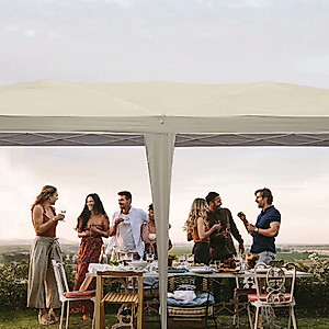 Quictent 10x20 Pop Up Canopy Tent Easy up Canopy with 6 Free Sandbags, Instant Folding Canopy Tent for Party and Outdoor Event - Beige