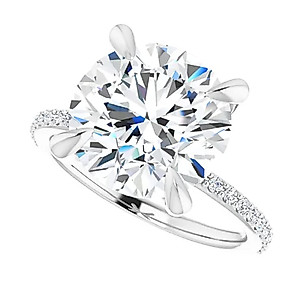 JEWELERYIUM 4 CT Round Cut Colorless Moissanite Engagement Ring, Wedding/Bridal Ring Set, Solitaire Halo Style, Solid Sterling Silver Vintage Antique Anniversary Wedding Rings Gift for Women (9.5)
