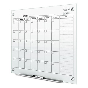 Quartet Whiteboard Calendar, Glass Dry Erase White Board Planner, 4' x 3', White Surface, Frameless, Infinity (GC4836F)