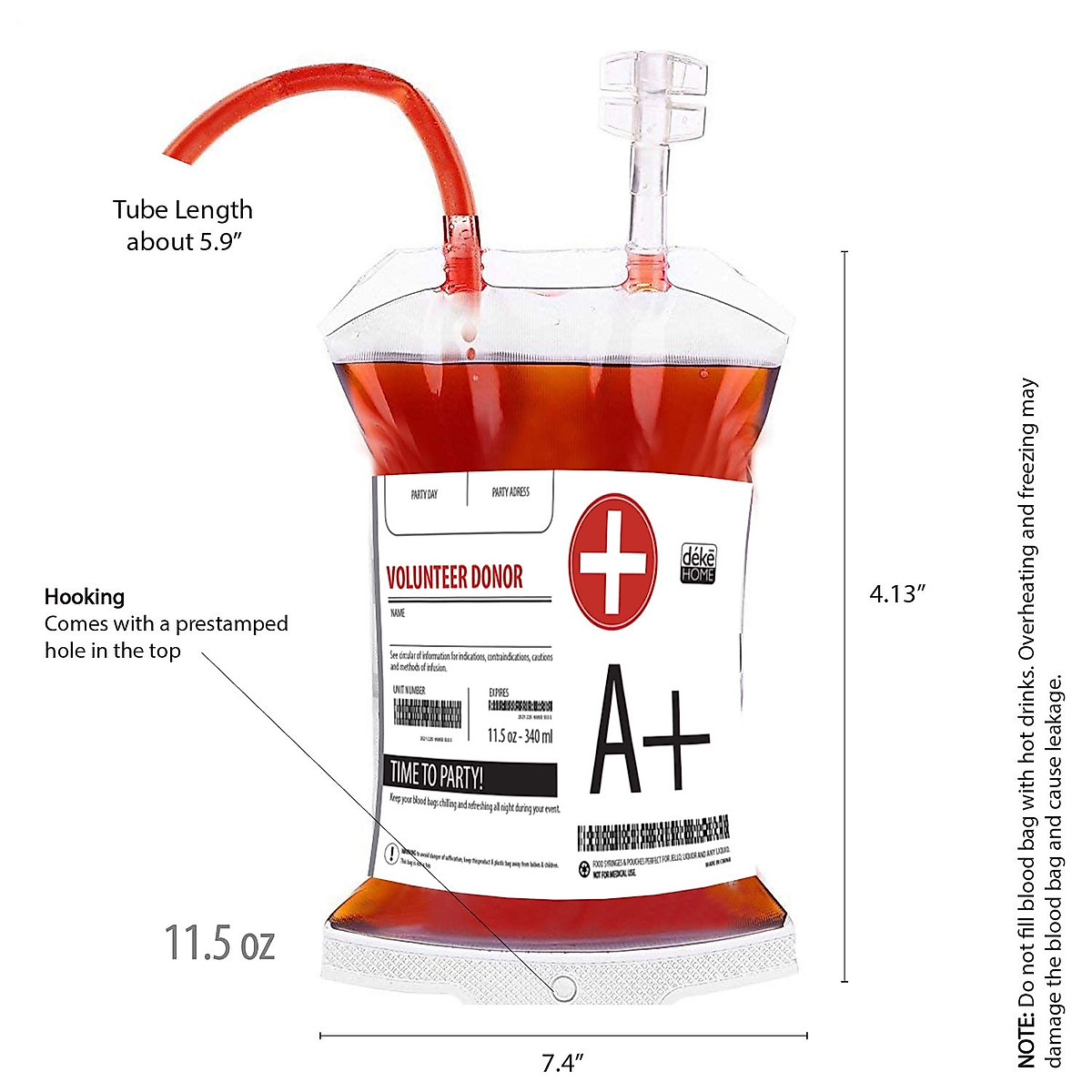 Blood Bag drinking. Set of 20 fake iv Blood Bags for Drinks, 11.5Oz, with Extra Syringe Set of 20 Labels and Clips. Drink pouches Halloween/Vampire/Zombie/Nurse Graduation/decorations Party suplies