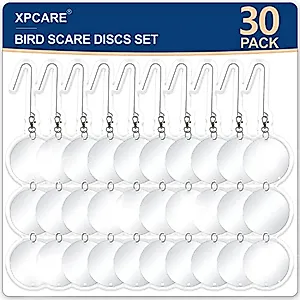 XPCARE 30 Pcs Bird Scare Discs -Highly Reflective Double-Sided Bird Reflectors, Upgraded Discs Set Reflective to Keep All Birds Away Like Woodpeckers, Pigeons, Ducks