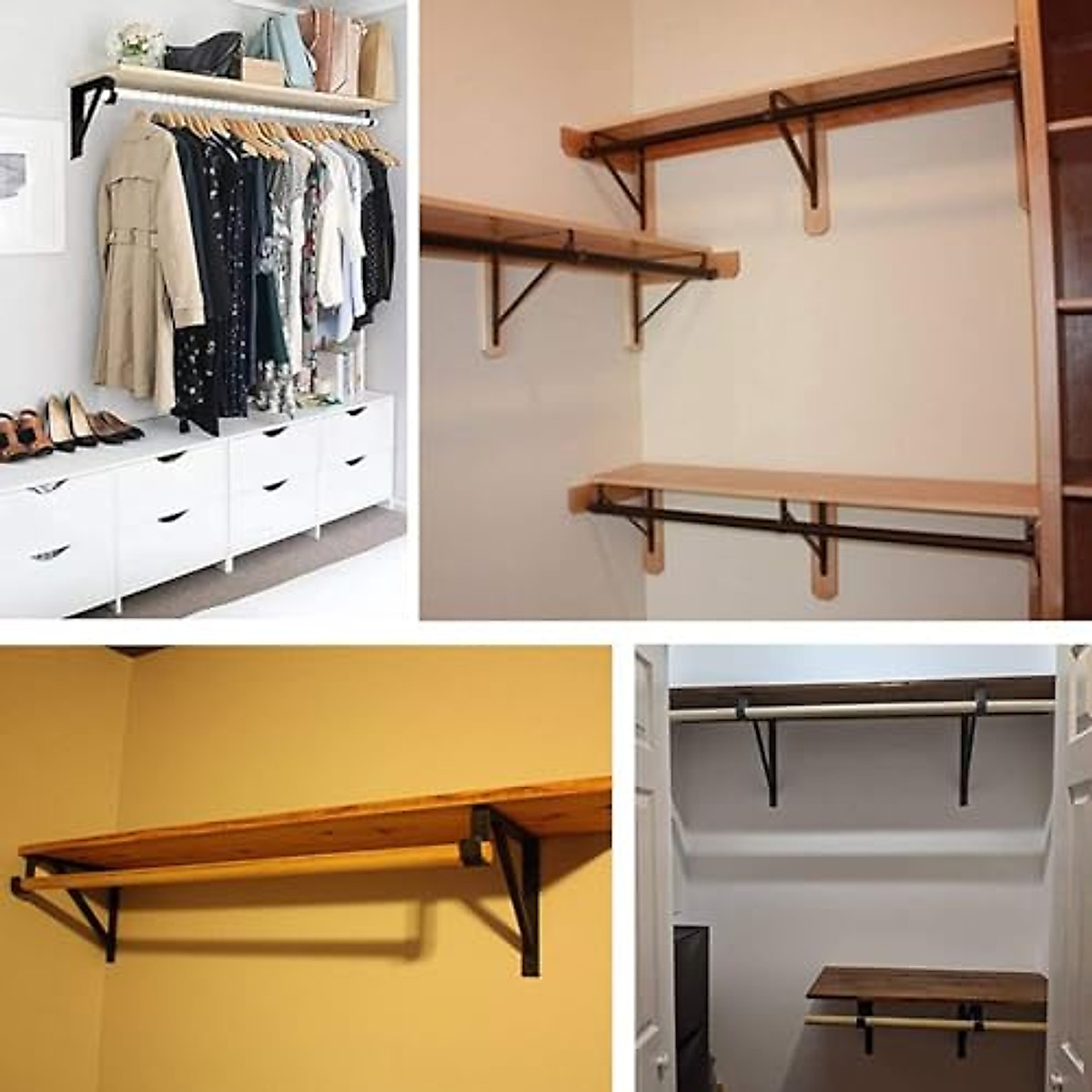 Libcflcc Tripod Shelf Storage Storage Rack Wall Storage Triangular Design Closet Rod Brackets Heavy Duty Holder Wardrobe Rod Organizer Black