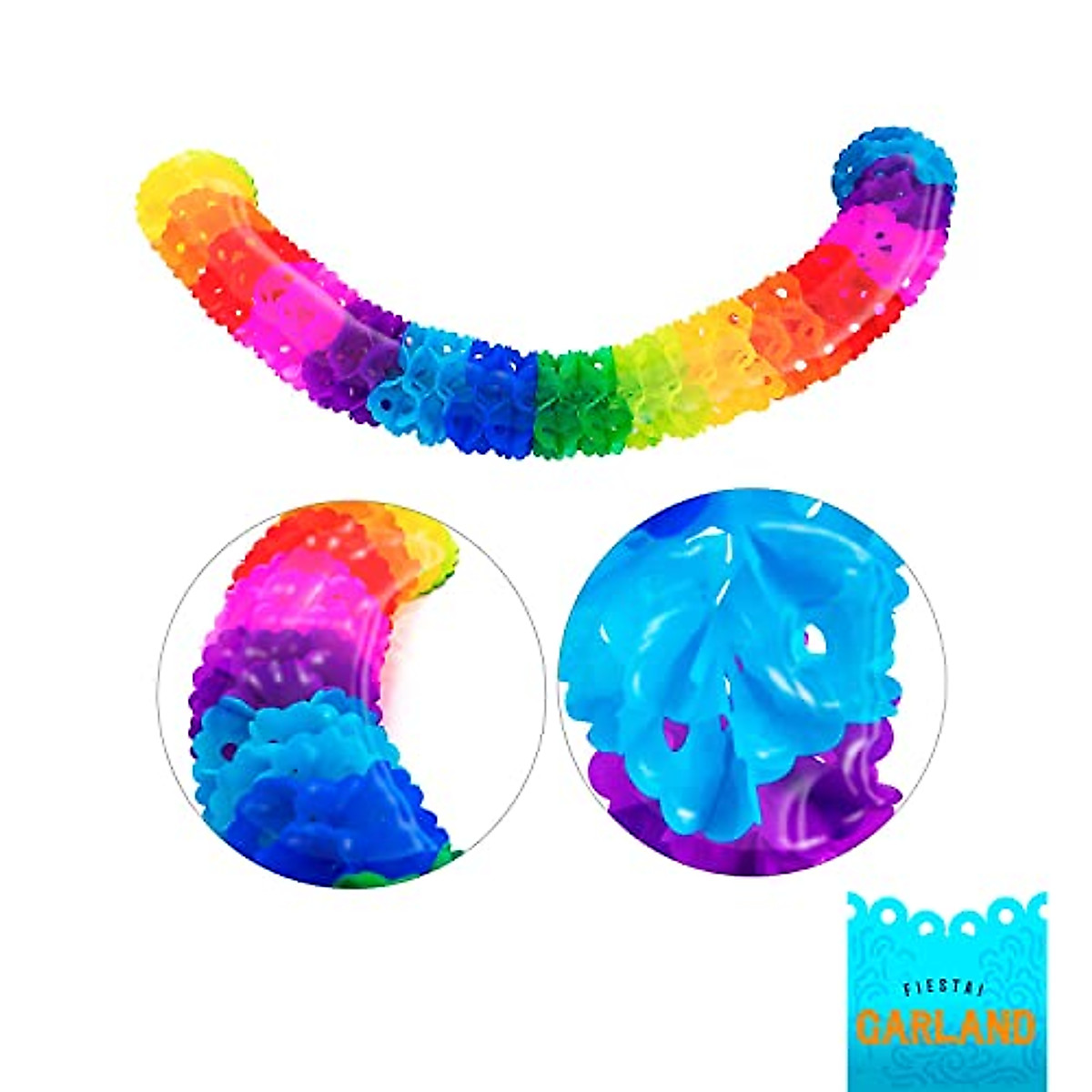 Rainbow Garland 5 Pack - Ideal for Rainbow Party Decorations, Fiesta Party Decorations, Mexican Party Decorations, Party Streamers Supply - 10 Feet Long Each | 9 Inch Diameter by OLÉ RICO