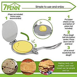 7Penn Aluminum Tortilla Press 6in - Corn Tortilla Press Roti Maker Flour Tortillas Presser Chapati, Roti, Naan, Tacos