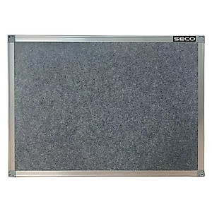 SECO Felt Backed Noticeboard 18 x 24 Inch Bulletin Board with Aluminium Frame, Grey