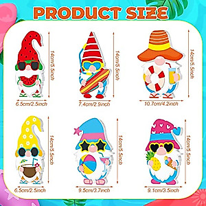 6 Pieces Summer Gnomes Decorations for Home Beach Wooden Gnomes Tiered Tray Decor Freestanding Table Decoration Summer Tabletop Gnomes for Home Party Desk Office Decoration