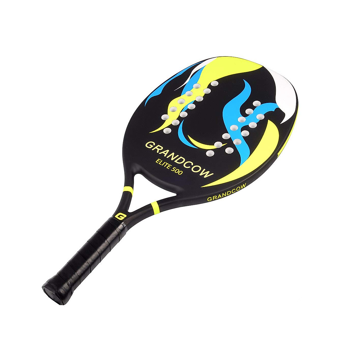 GRANDCOW Beach Tennis Paddle Racket Carbon Fiber with EVA Memory Foam Core Tennis Padel (2Pcs Black)