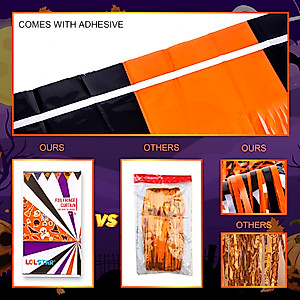 LOLStar 3 Pack Orange Black Photo Booth Props 3.3 X 6.6 ft Halloween Foil Fringe Curtains Halloween Party Photo Backdrop Streamers Backdrop for Birthday Anniversary Party Halloween Party Decoration