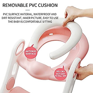 Toddlers Potty Training Toilet Girls, Kids Potty Chair Step Stool, Potty Seat Toilet Step Stool Ladder Fedicelly (Pink)