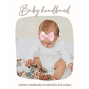 doboi 24pcs Baby Girls Flower and Hair Bows Headbands Soft Nylon Hairbands Elastic Hair Accessories for Newborns Infants Toddlers and Kids