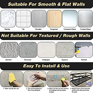 RTOGM 3-Pack Shower Caddy Shelf, Adhesive Shower Shelves No Drilling, Bathroom Shower Organizer, Rustproof Storage Racks for Inside Shower Wall, Shampoo & Soap Organization Holder - Black