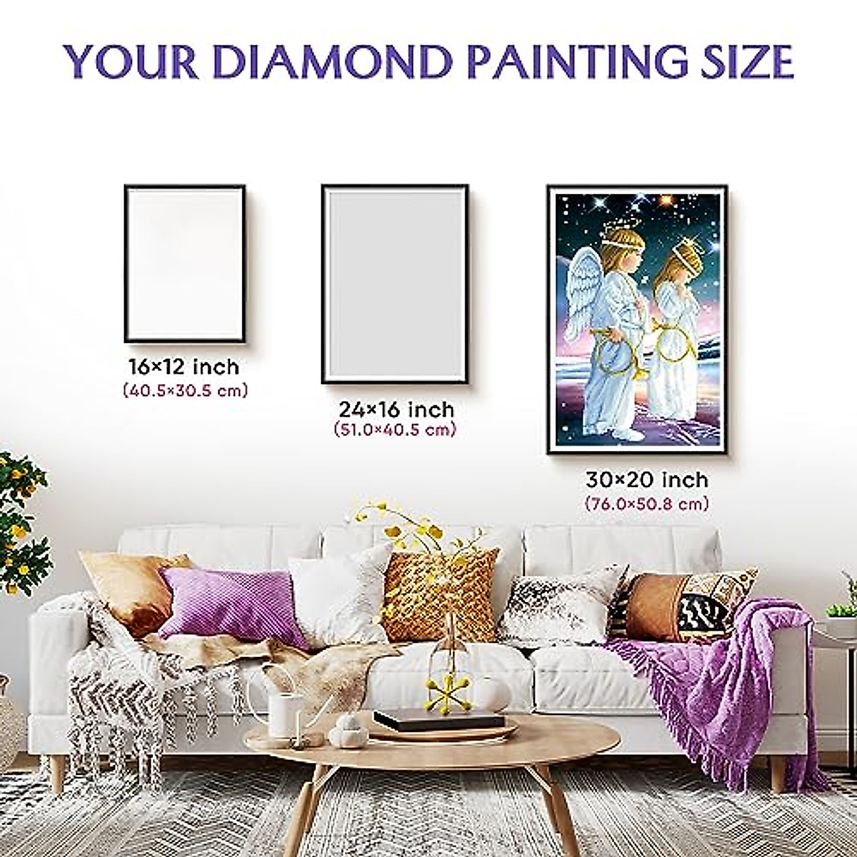 MOYFACE 33.5x23.6Inch 5D Diamond Painting Angel,Diamond Art Painting Kits for Adults with Lovely Angel,Full Drill Paint by Numbers DIY Diamond Art Kits for Beginners Home Wall Decor