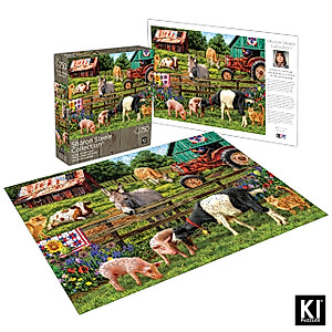 750 Piece Puzzle for Adults Sharon Steele A Day On The Farm Whimsical Country Farm Jigsaw Puzzle from KI Puzzles