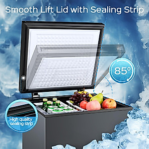 Anypro Chest Freezer 6.0 Cu.Ft Small Deep Freezer with 2 Removable Baskets, 7 Adjustable Temperatures, FreeStanding Top Door Compact Mini Freezer for Garage Dorm Apartment RV Kitchen Business, Black