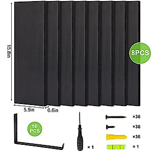 Fixwal Floating Shelves, Rustic Wood Wall Shelves Set of 8, Farmhouse Wall Decor for Bedroom, Living Room, Kitchen and Bathroom (Black)