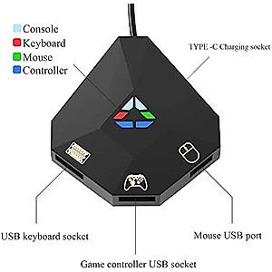 Wired Keyboard and Mouse Adapter for Nintendo Switch/PS4/PS3/Xbox One/Xbox 360 Host Series & for Nintendo Switch Console, Mouse and Keyboard Converter Support Custom Mapping & Reset Button Function