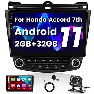 2GB+32GB Android 11 Car Stereo for Honda Accord Radio 7th 2003-2007: 10 Inch Touch Screen Car Radio with Wireless Apple Carplay Android Auto Split Screen GPS BT FM HiFi Mic Rear Camera